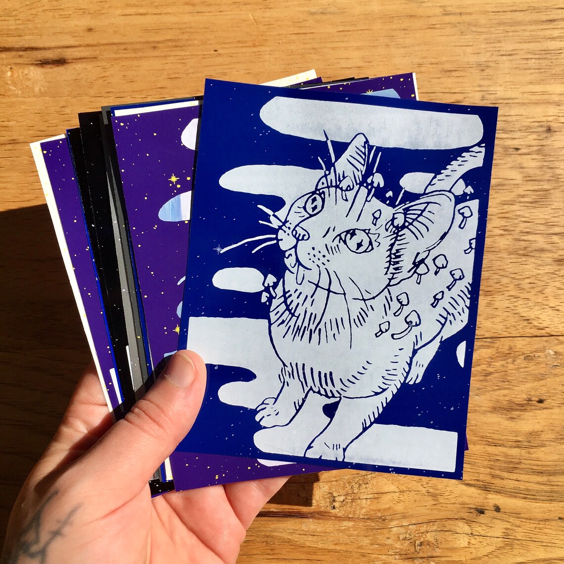 Starry Night Mushroom Cat Sticker - Etsy