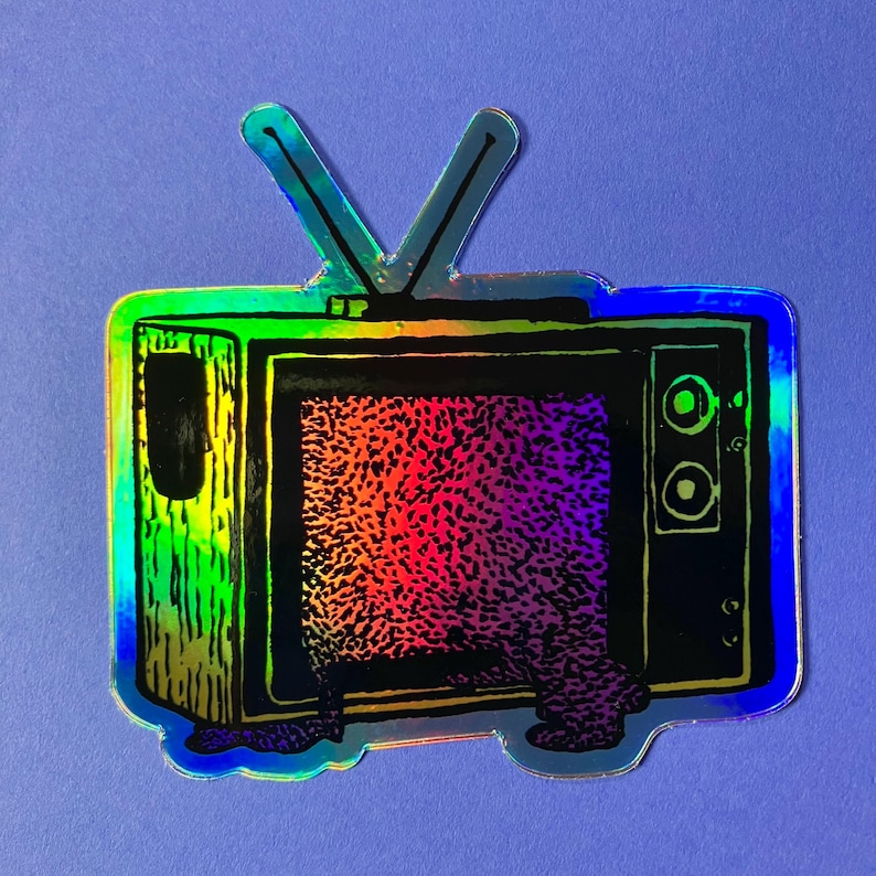 Holographic Melting Static TV Sticker - Etsy