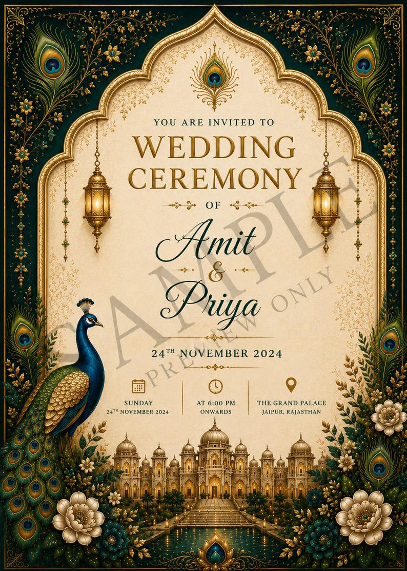 Royal Peacock Wedding Invitation Bundle | Luxury Indian Wedding Video ...