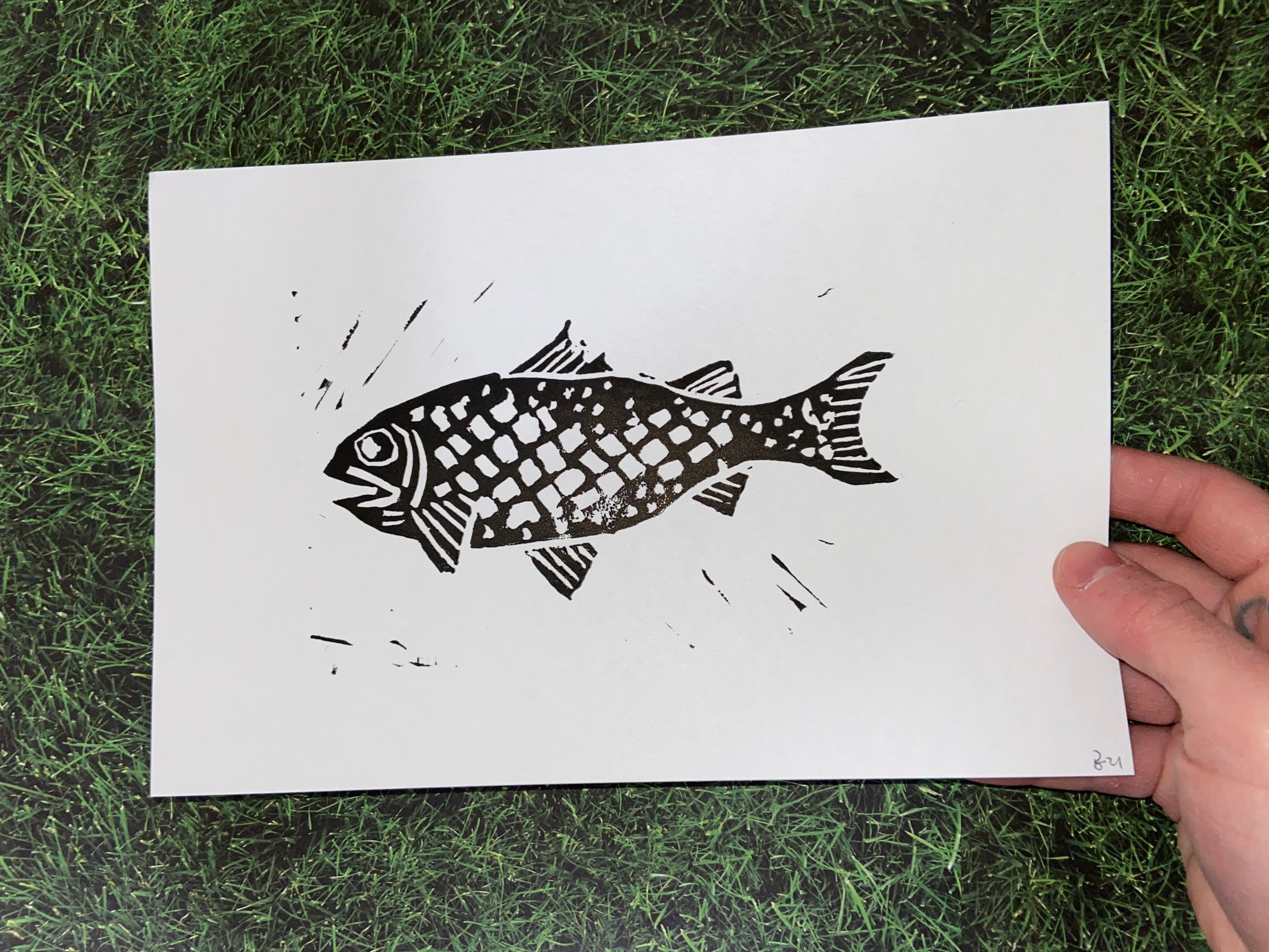 Fish Lino Block Print | Etsy