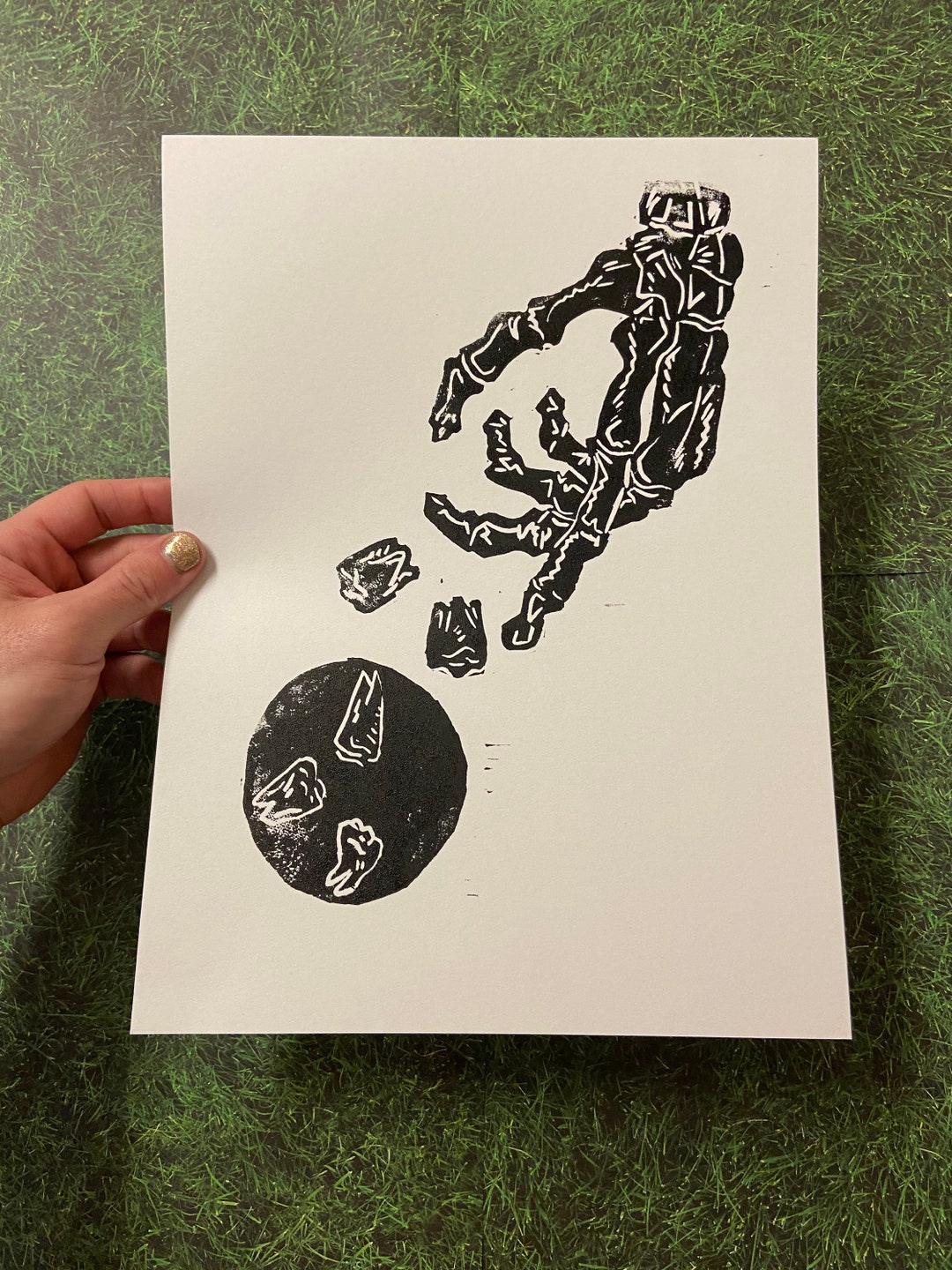 Skeleton Hand With Teeth Linoblock Print - Etsy