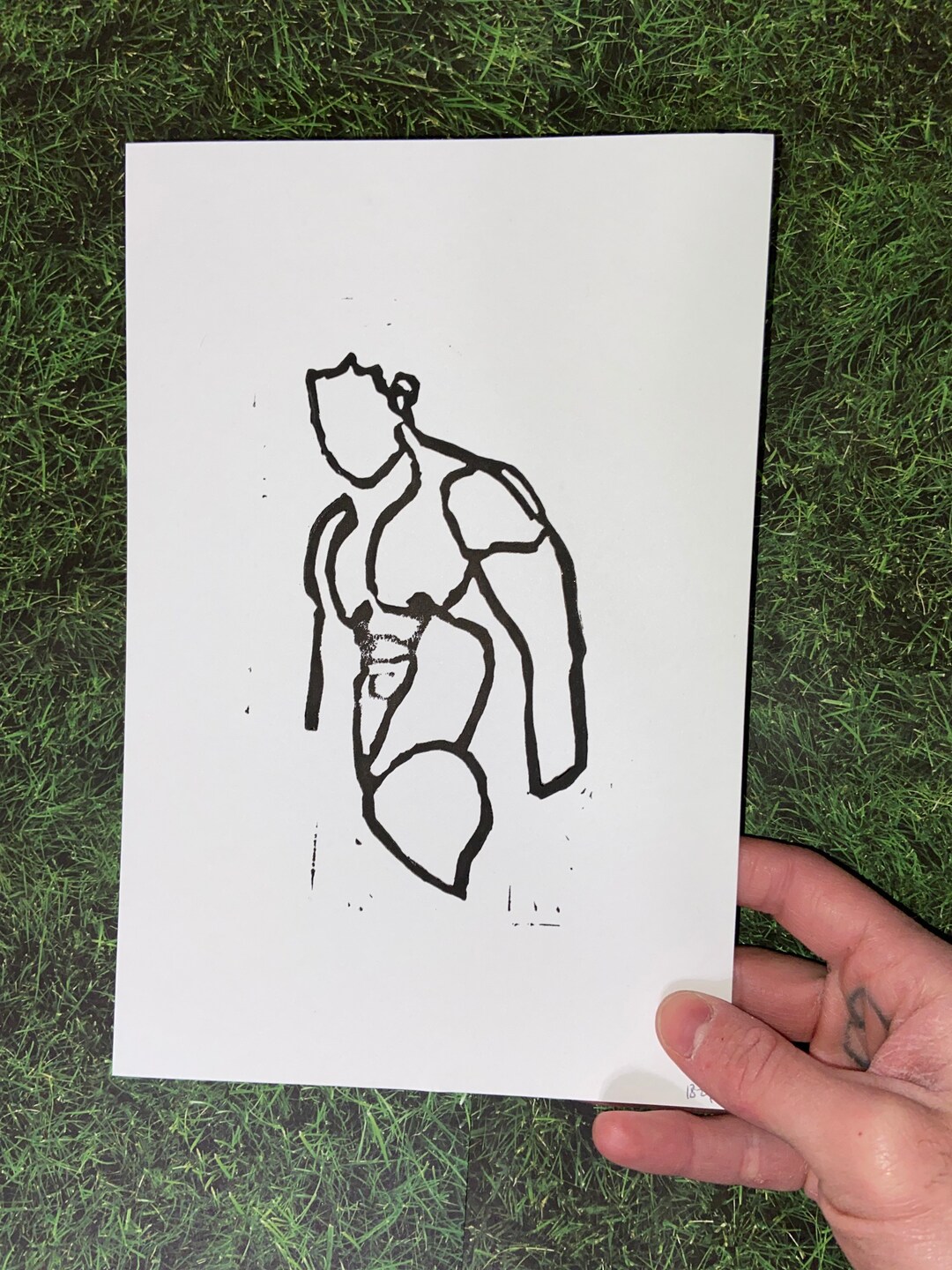 Single Line Man Lino Block Print - Etsy