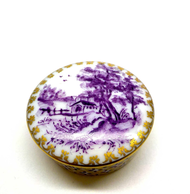 Collectable Vintage Limoge Trinket Box. Gold and Purple Limoges ...