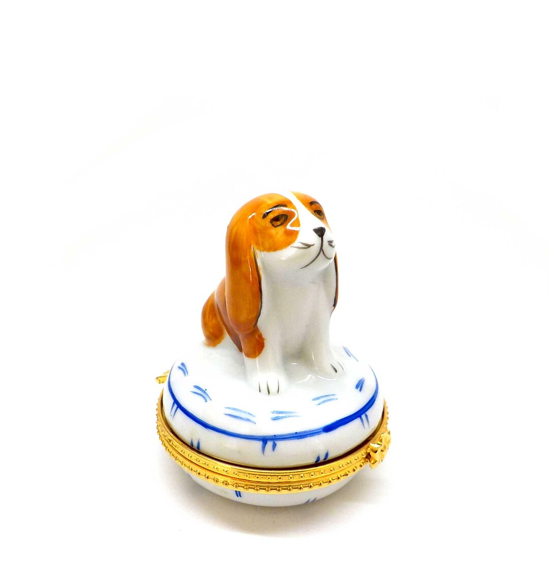Vintage Porcelain Spaniel Dog Trinket Box. JB92 - Etsy