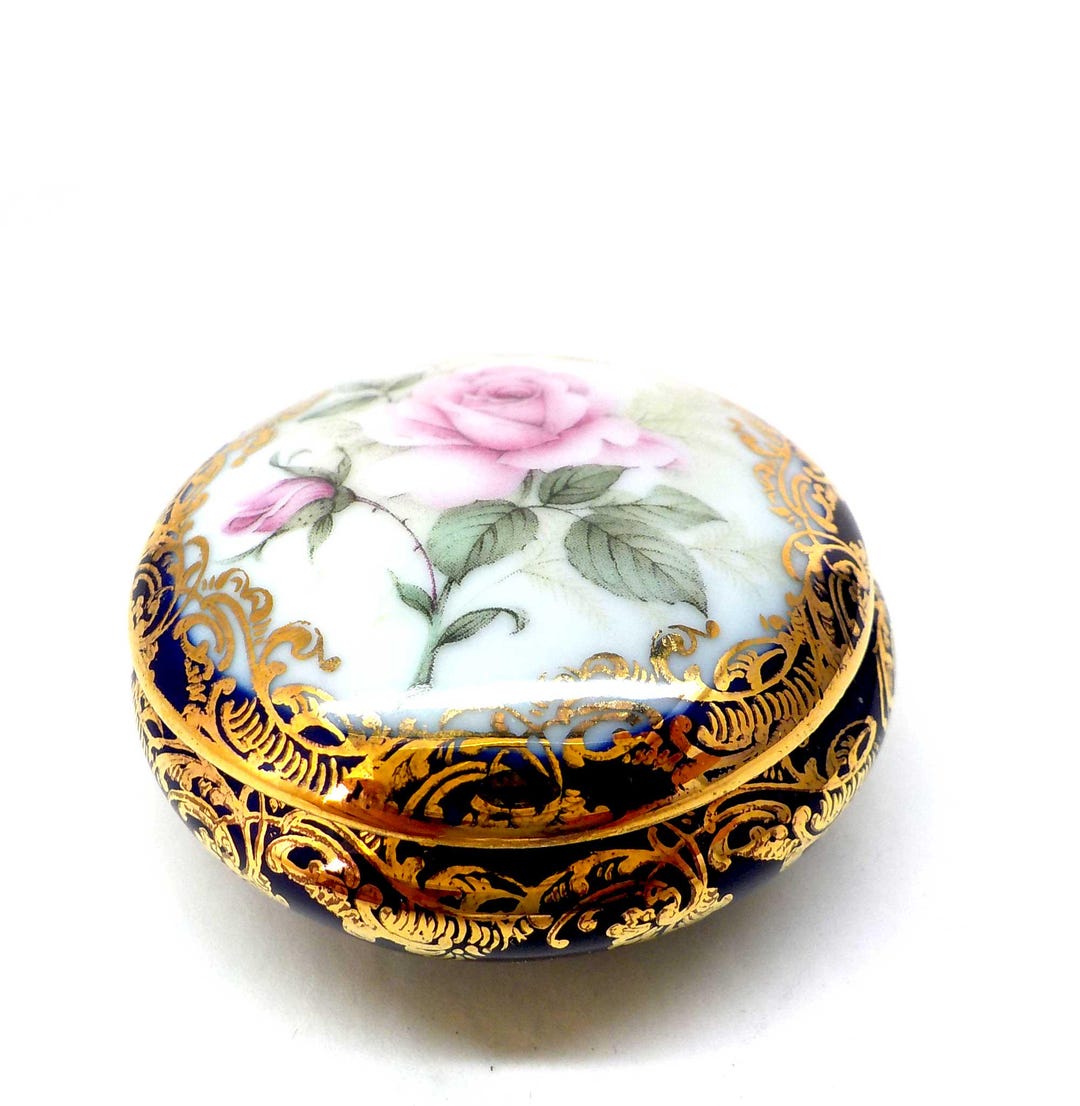 Vintage 1980s Fine Limoge Porcelain Pill Trinket Box. JB84 - Etsy