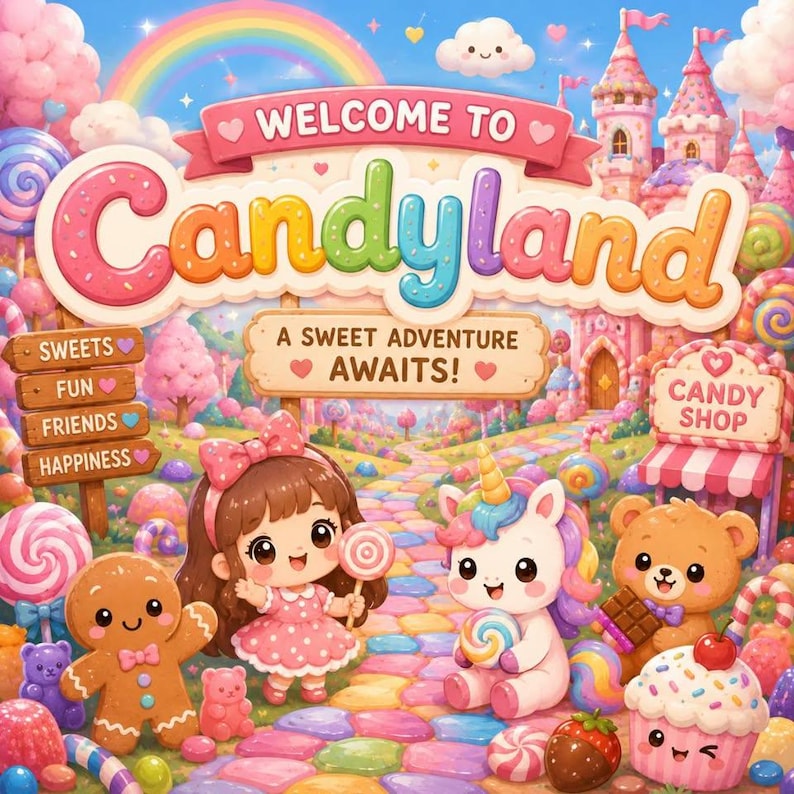 Kawaii Candyland Coloring Pages Bundle - Etsy