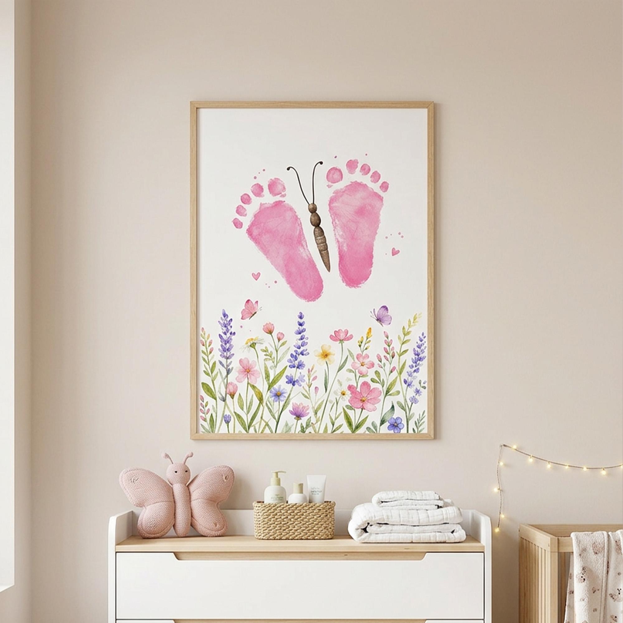 Butterfly Footprint Craft Printable, Baby Handprint Art, Mother’s Day ...