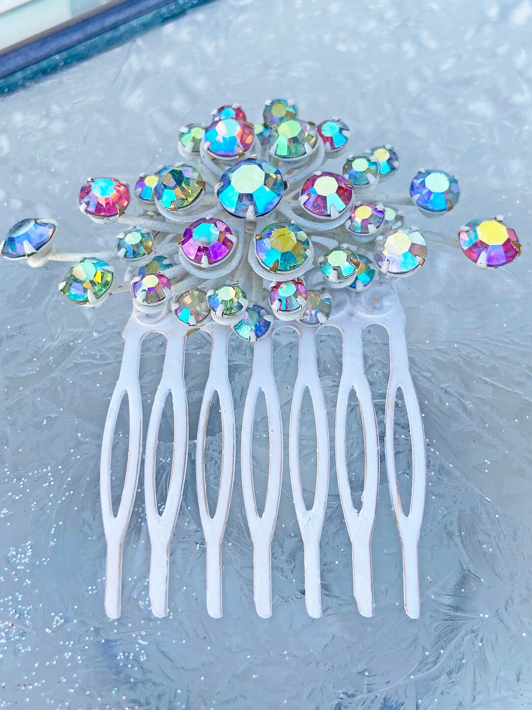Beautiful Vintage Decorated Hair Comb ~ Re-purposed Vintage Brooch ...