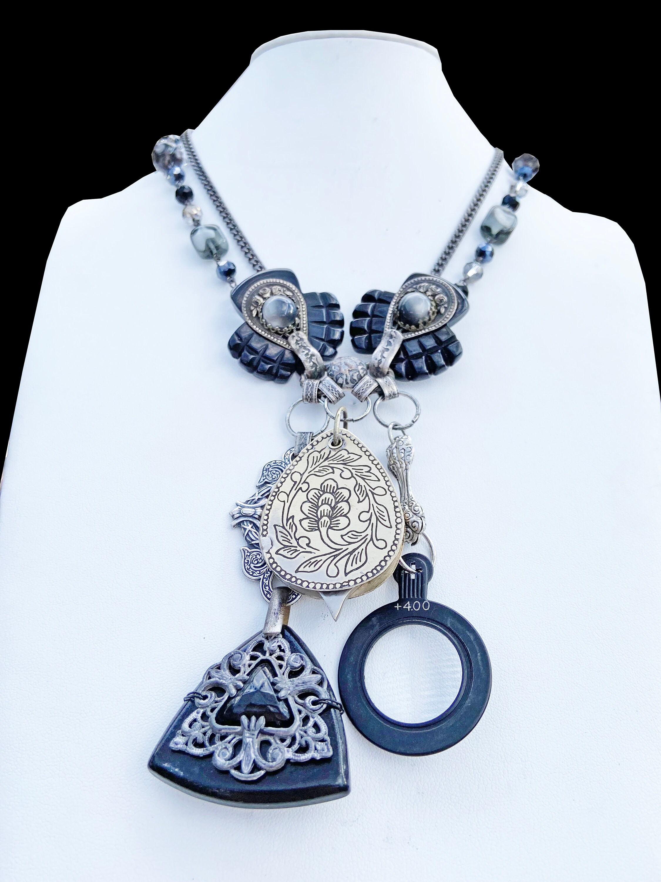 Monocles & Cloak Hooks Assemblage Necklace From Vintage Components ...