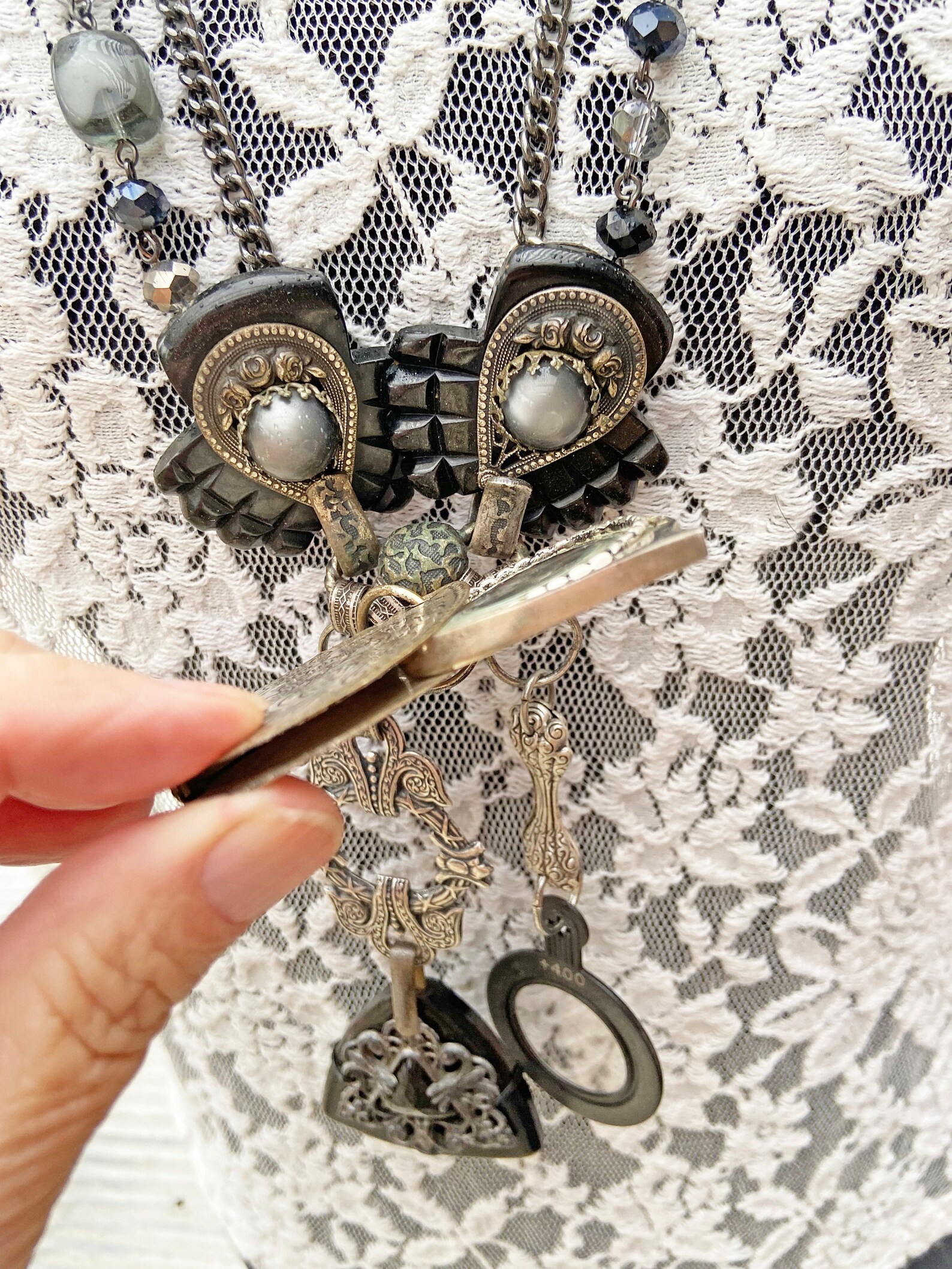 Monocles & Cloak Hooks Assemblage Necklace From Vintage Components ...