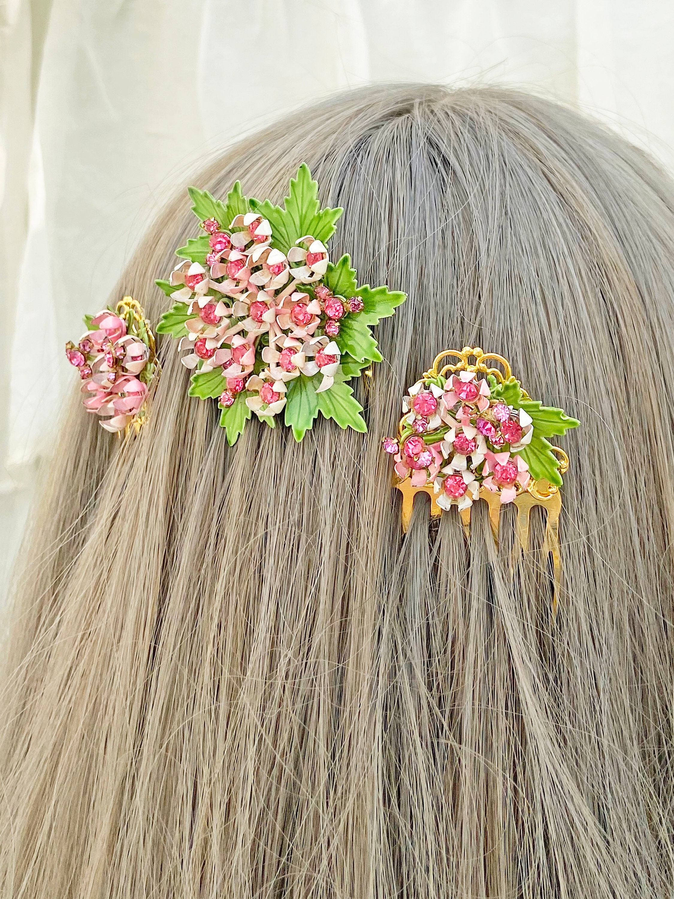 Stunning 3 piece Decorated Hair Comb Set Hair Jewelry | Etsy