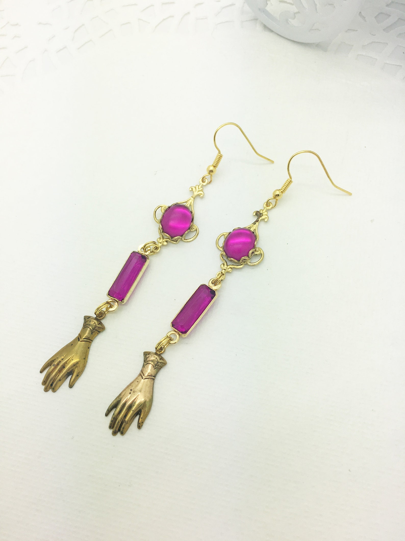 Beautiful Magenta / Fuchsia Hand Made Dangle Earrings - Etsy