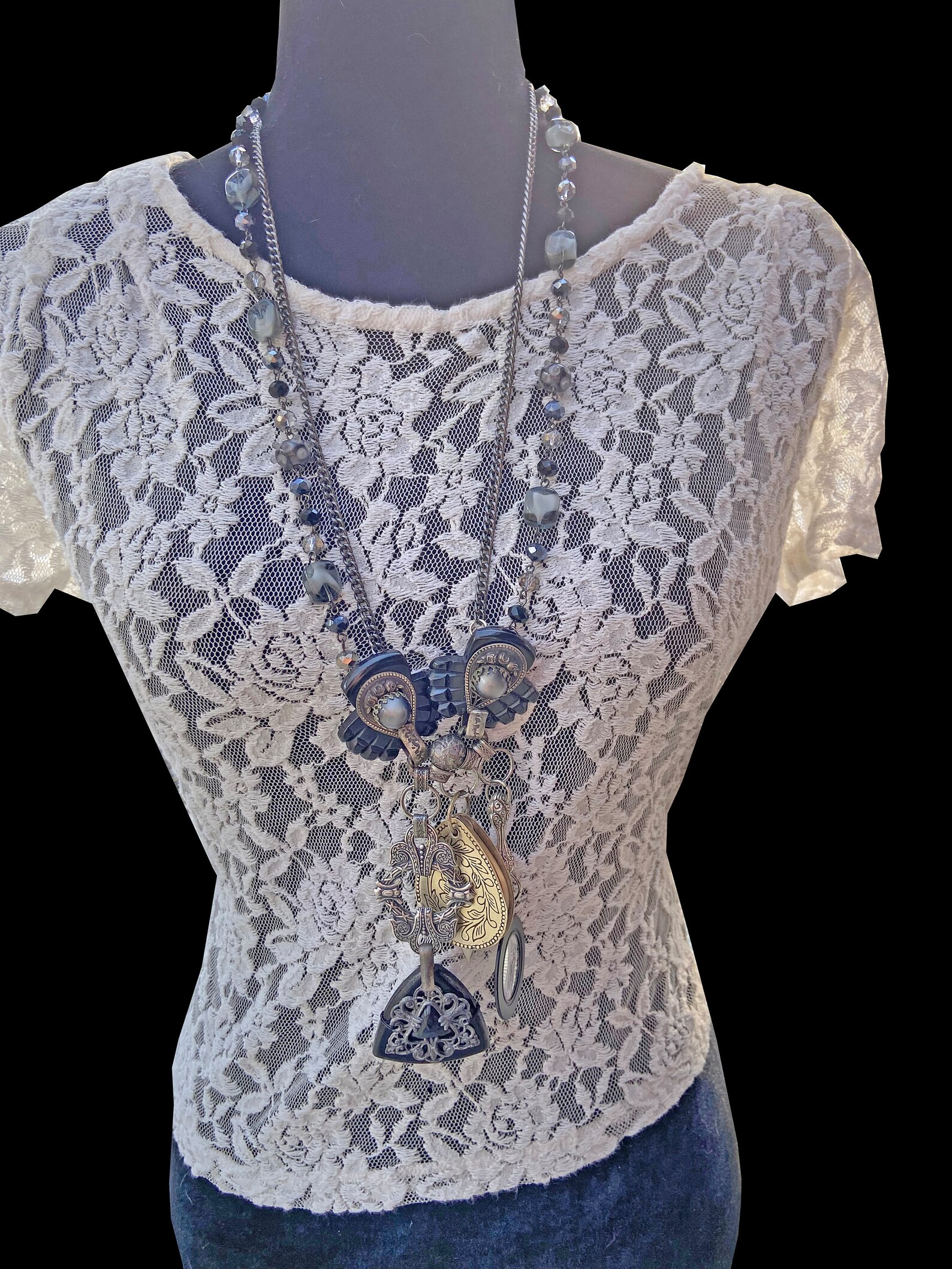 Monocles & Cloak Hooks Assemblage Necklace From Vintage Components ...