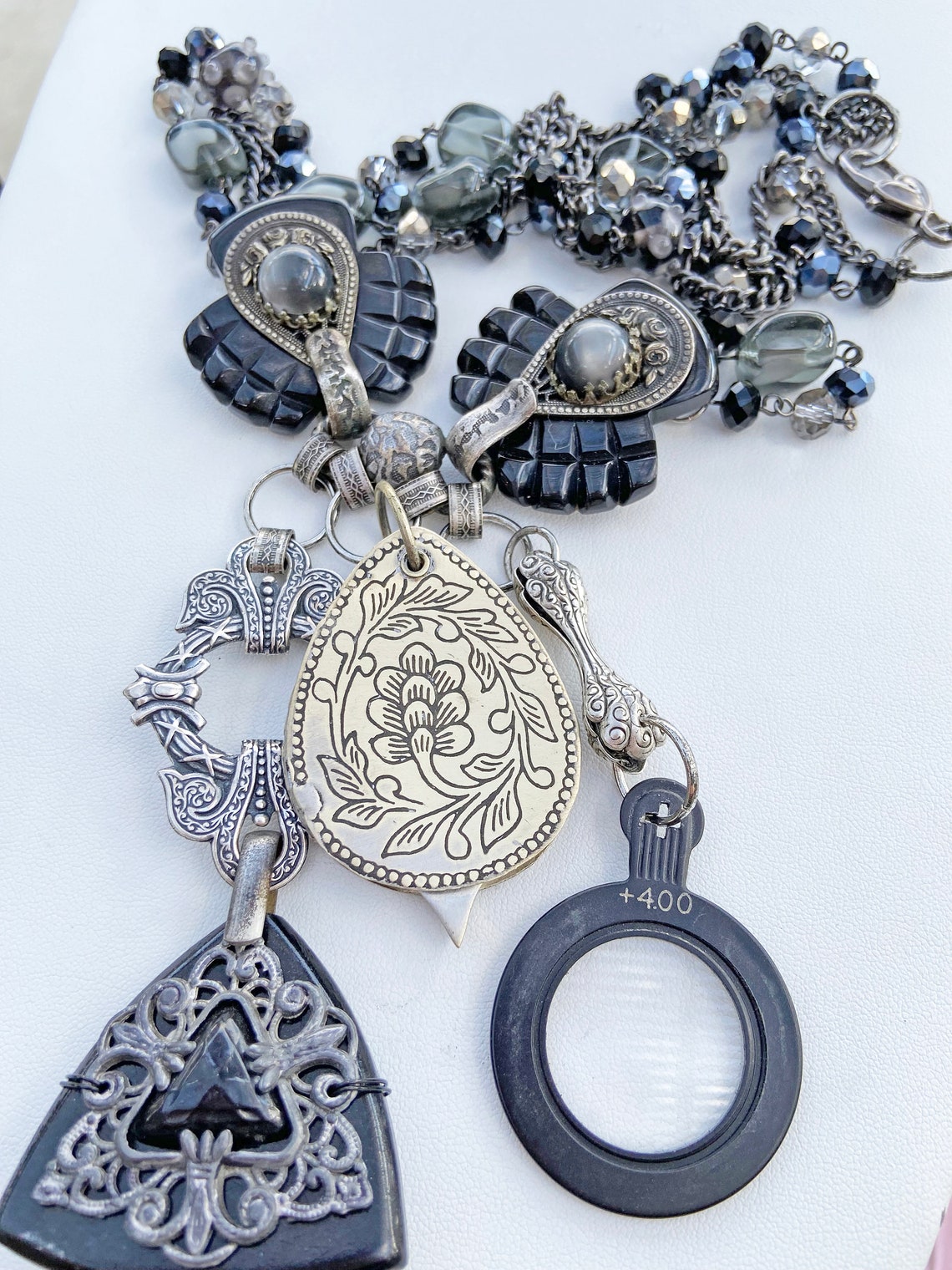 Monocles & Cloak Hooks Assemblage Necklace From Vintage Components ...