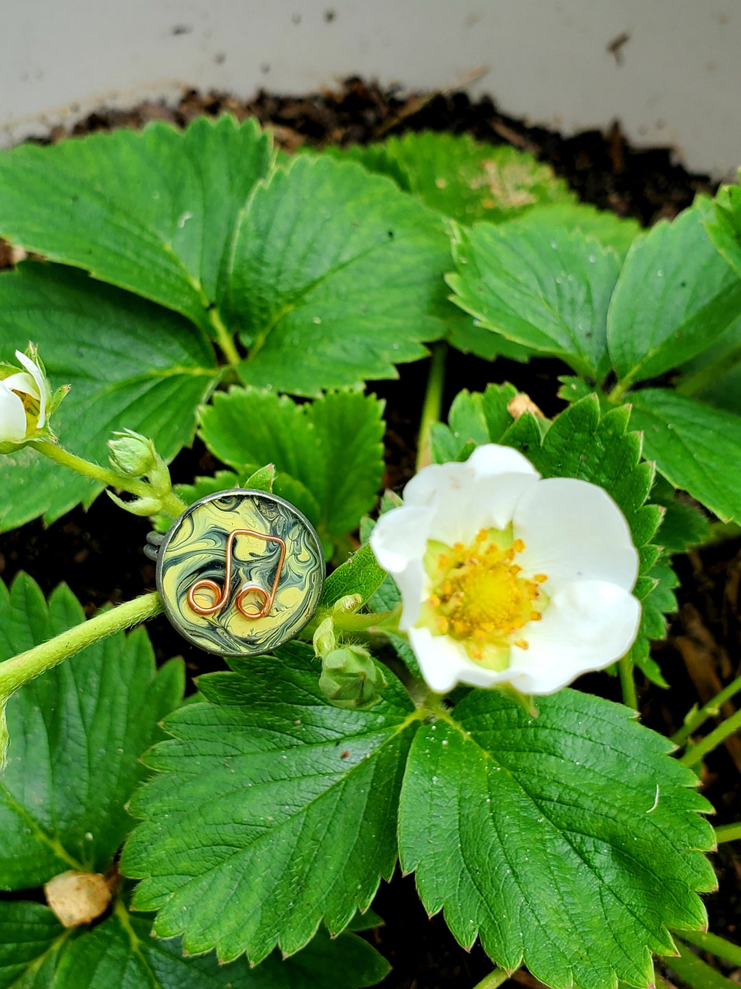 Copper Wire Music Note Painted and Resin Filled Adjustable Ring - Etsy