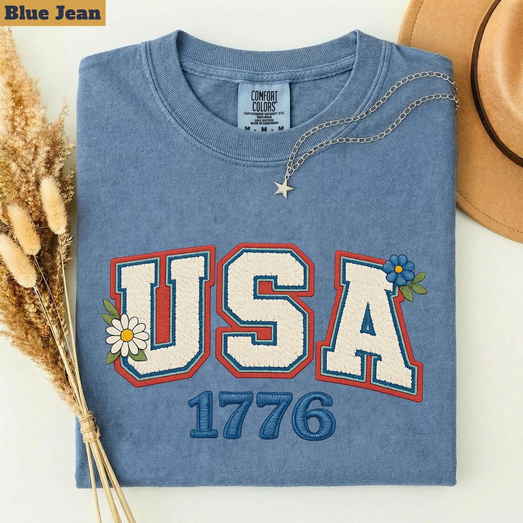 Varsity USA 1776 Shirt, College Block Letter Tee, Preppy 4th of July ...
