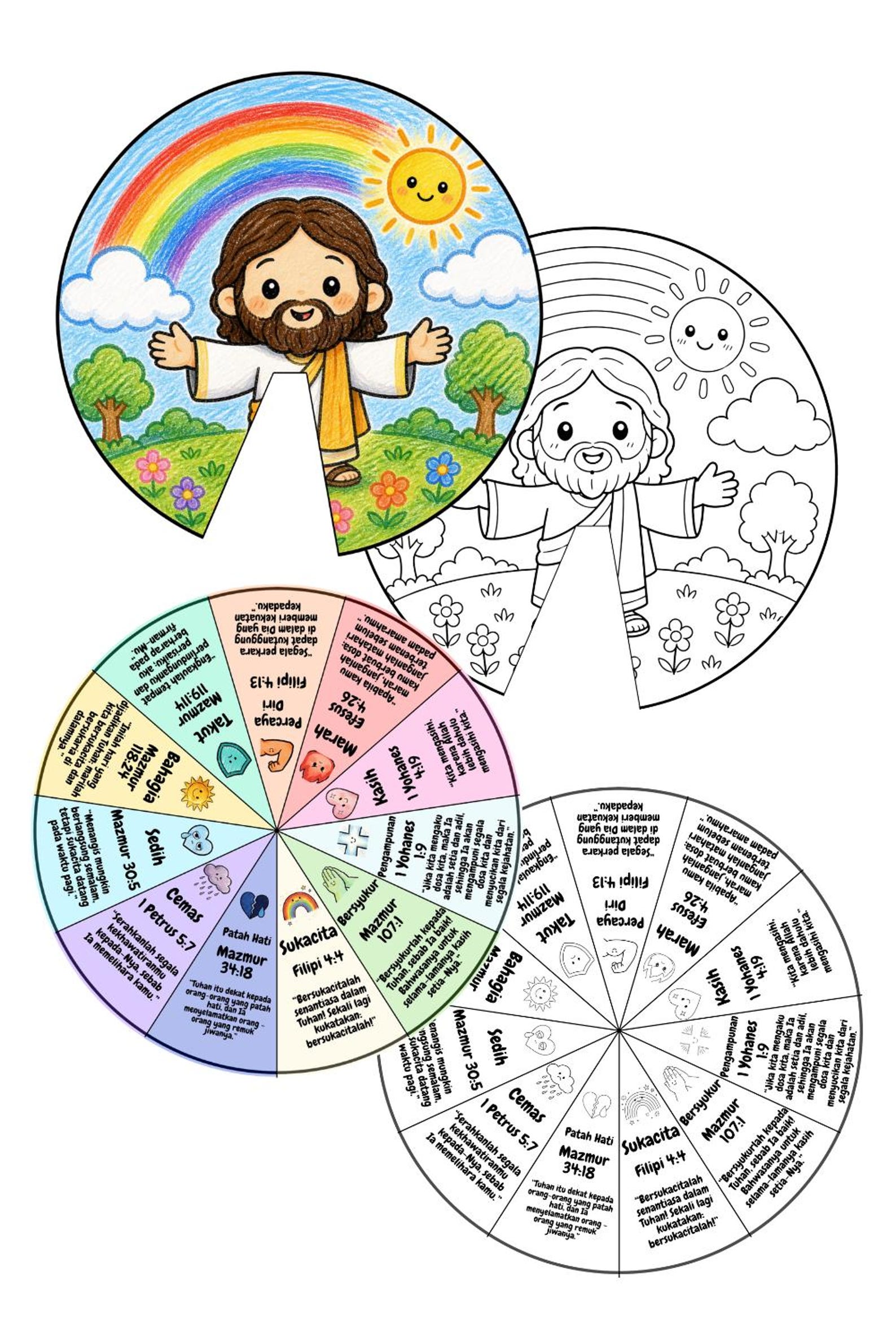 My Emotions With God Activity | Kids Bible Coloring Wheel (digital ...