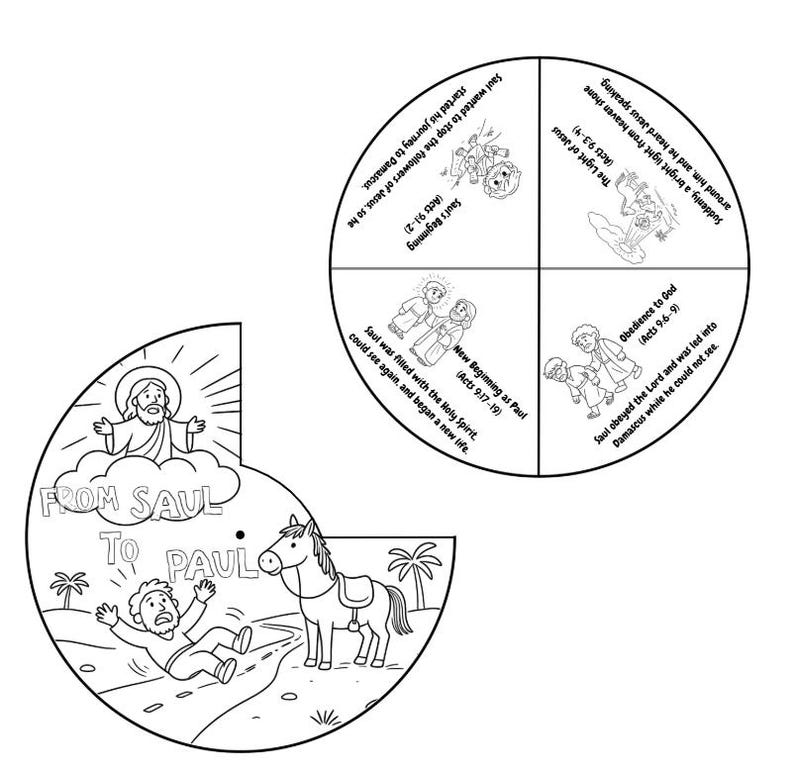 From Saul to Paul Activity Wheel | Bible Coloring Craft (PDF Download ...