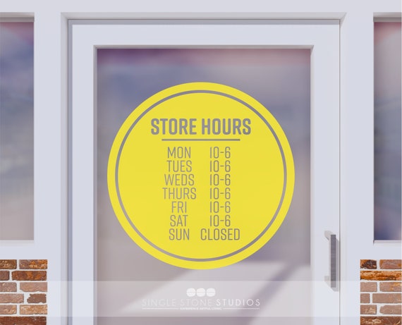 Custom Store Hours Circle Decal Custom Storefront Hours | Etsy