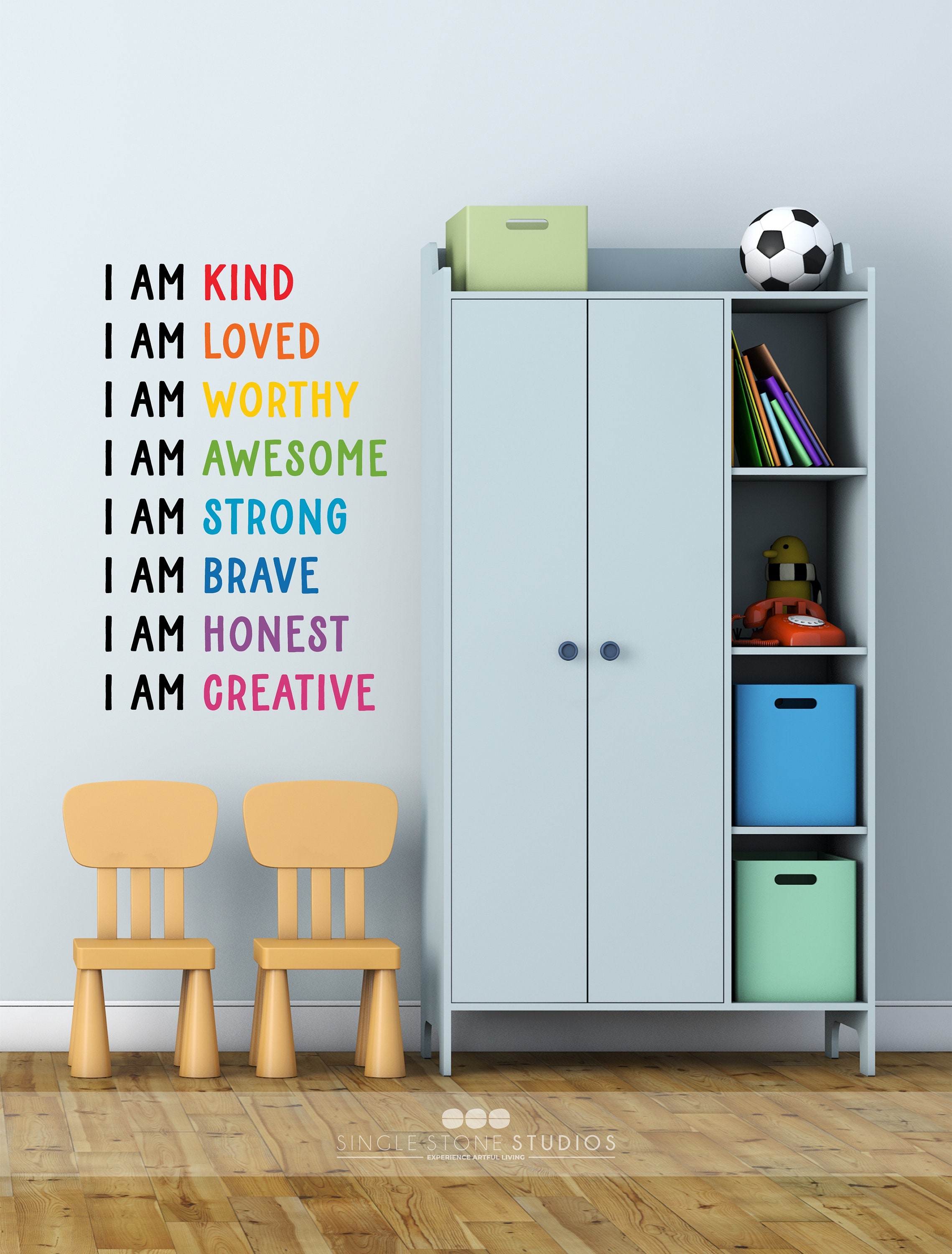 Affirmation Wall Decal: Kind, Loved, Worthy - Kids Room Decor - Etsy