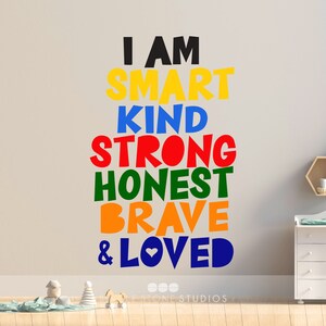I Am Smart Kind Strong Honest Brave and Loved Quote Wall Decal - Vinyl ...