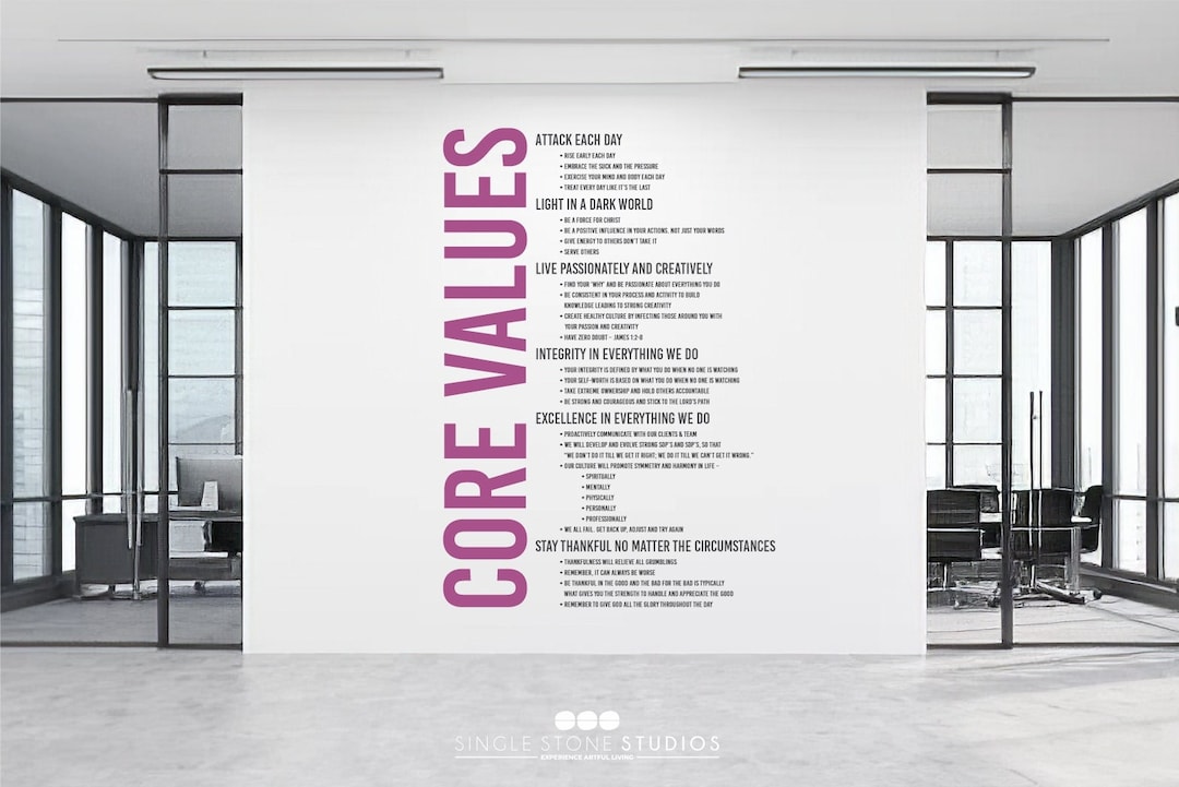 Custom Business Core Values, Mission or Vision Statement Vinyl Decal ...