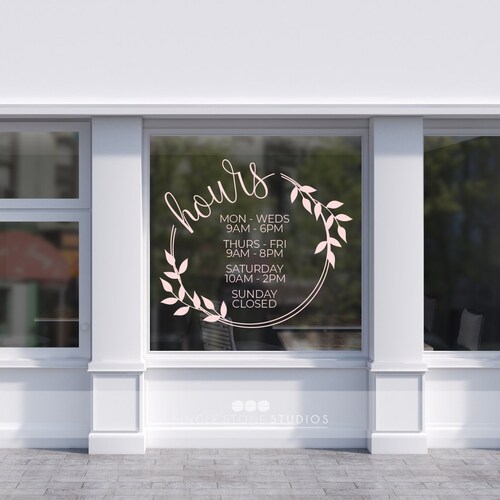 Circle Business Hours Window Decal Store Business Hours - Etsy