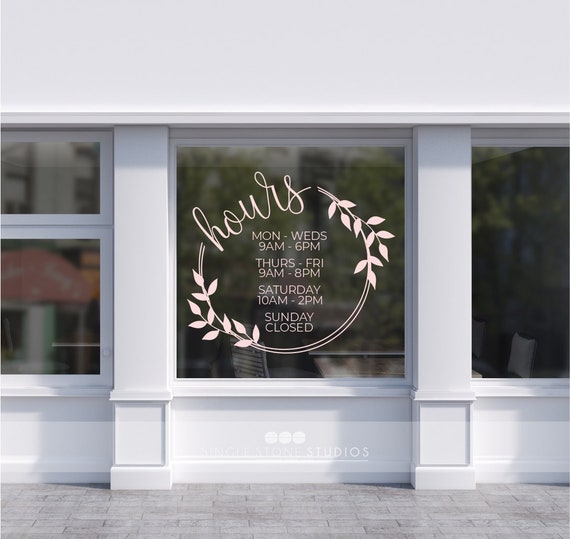 Customized Storefront Hours Floral Decal Custom Store Hours - Etsy