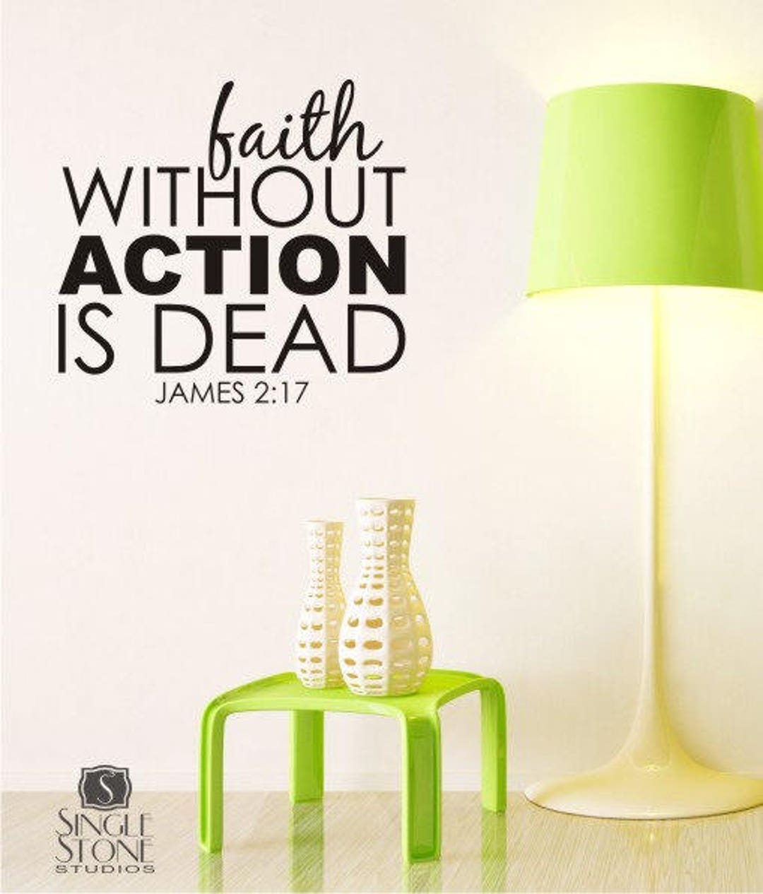 Wall Decal Quote Faith Without Action is Dead Vinyl Sticker Art Custom ...