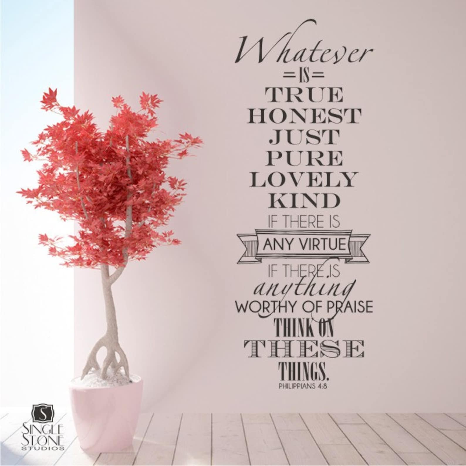 Bible Verse Wall Decal Philippians 4:8 Whatever Is True | Etsy