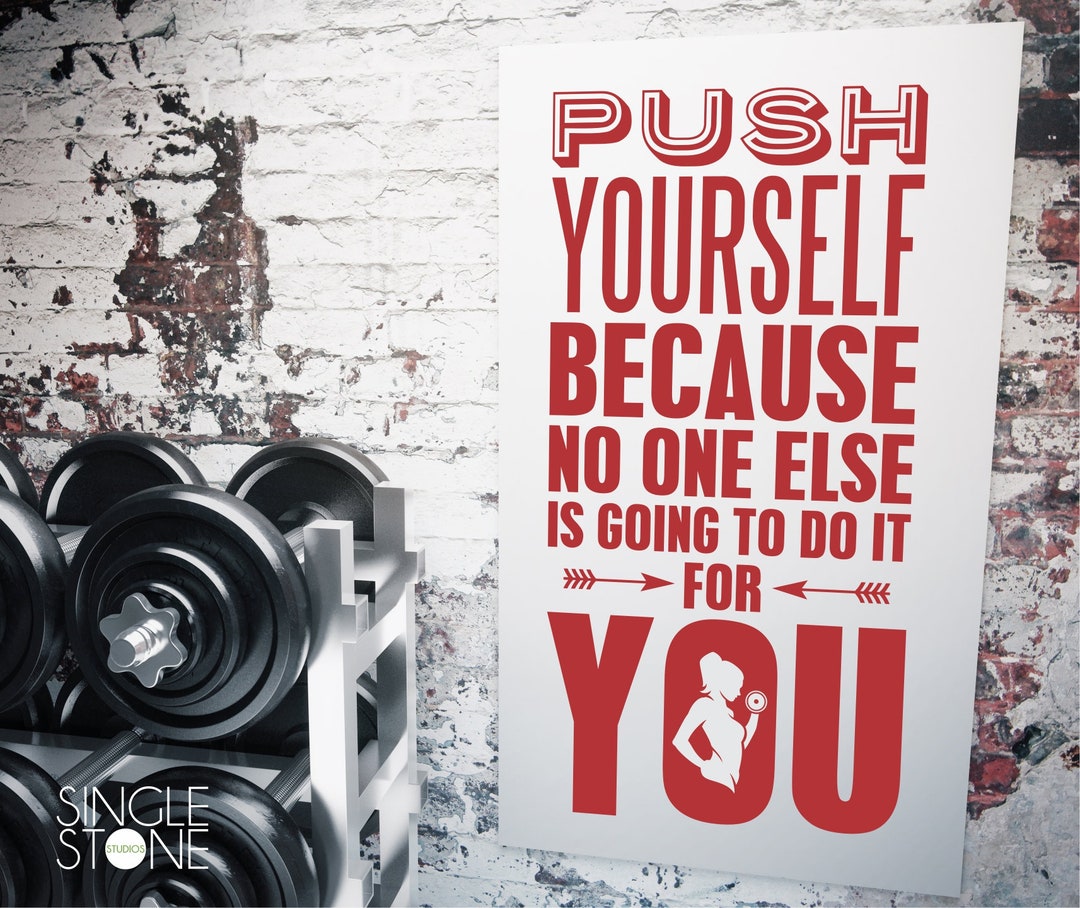 Fitness Gym Wall Decal Push Yourself - Vinyl Wall Words Custom Home ...