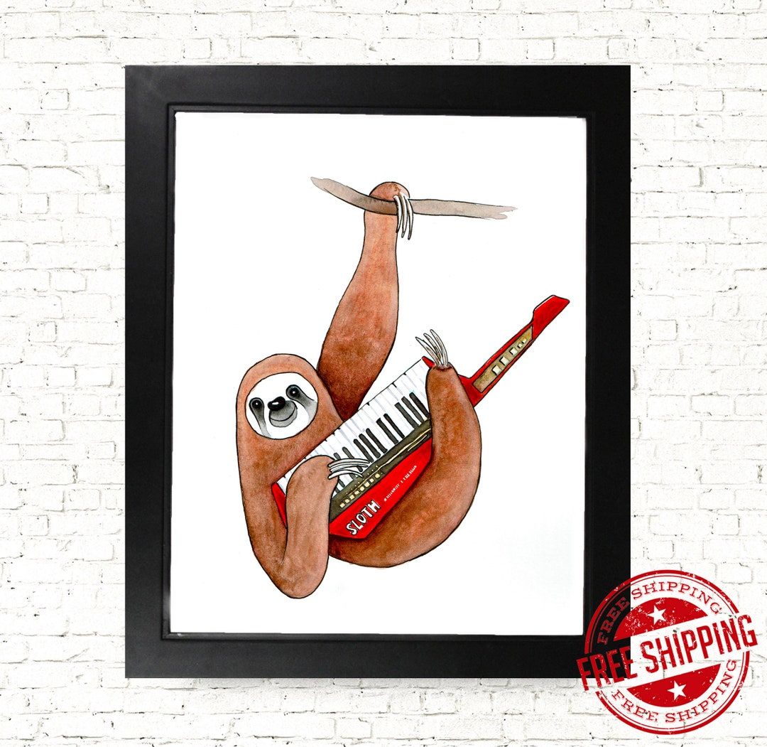 Keytar Poster Keytar Fan Art Print Musical Sloth Poster Music - Etsy