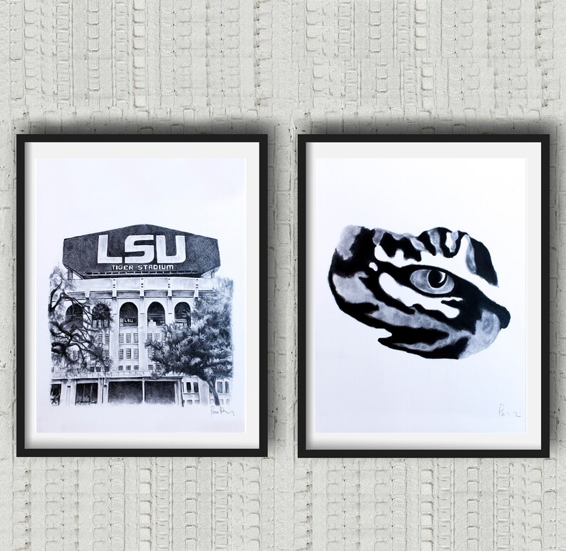 LSU Wall Art Set Tiger Stadium Art Print Tiger Stadium - Etsy