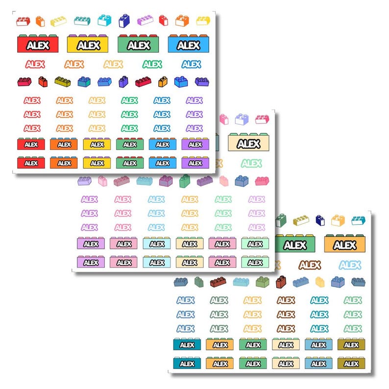Building Block Name Decals | Custom UV DTF Transfer | Kids Labels (39 ...
