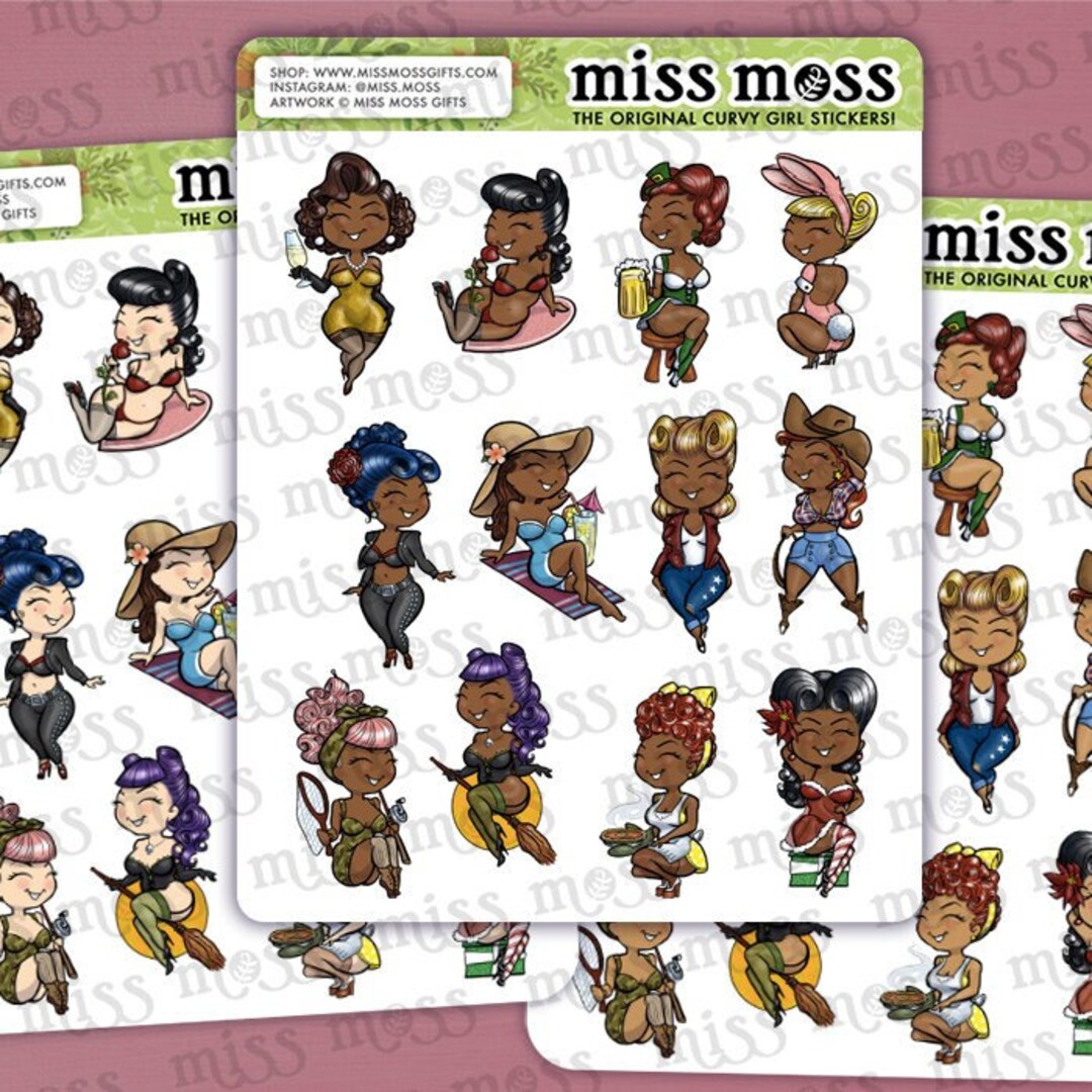 Pin-up Girl Stickers Vintage Retro Calendar Holiday Girls - Waterproof ...