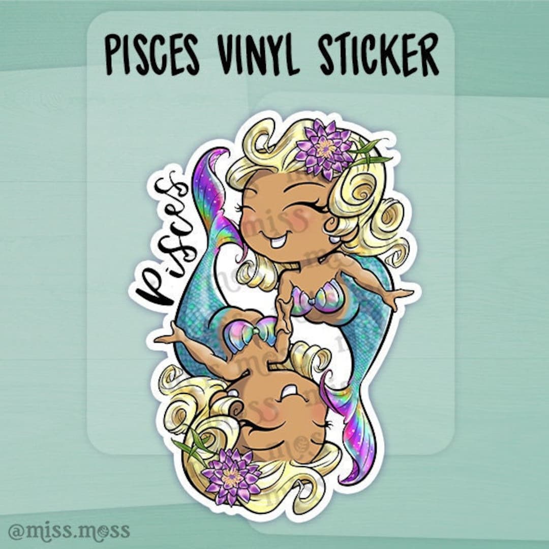 Pisces Waterproof Vinyl Decal Sticker - Customizable Horoscope Zodiac ...