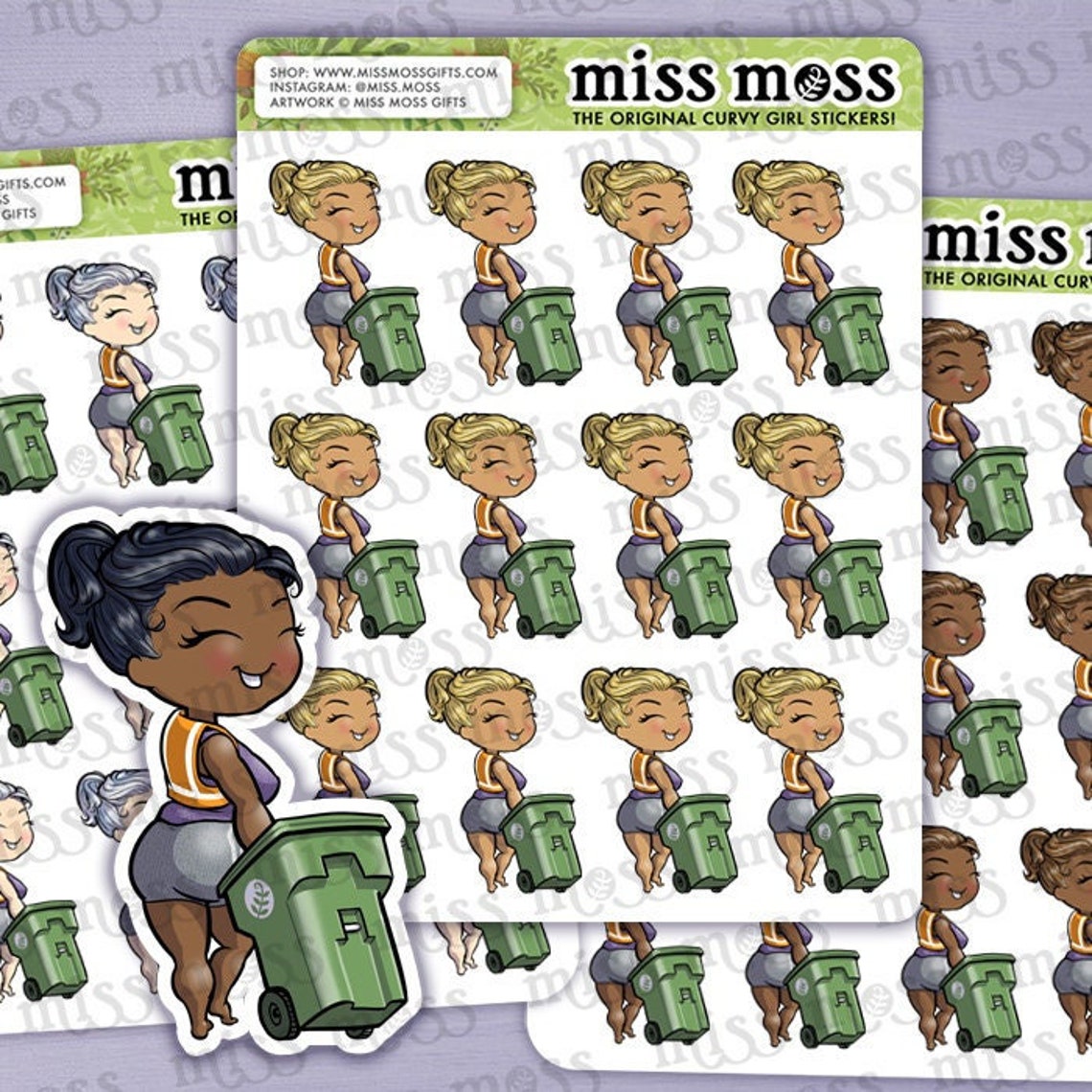 Trash Recycle Garbage Day Curvy Girl Vinyl Planner Stickers - Etsy