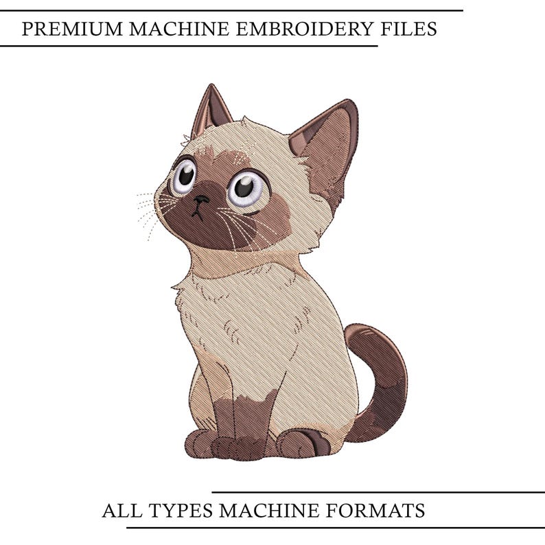 Siamese Cat Machine Embroidery Design, Kitten Stitch File, Pet Lover ...