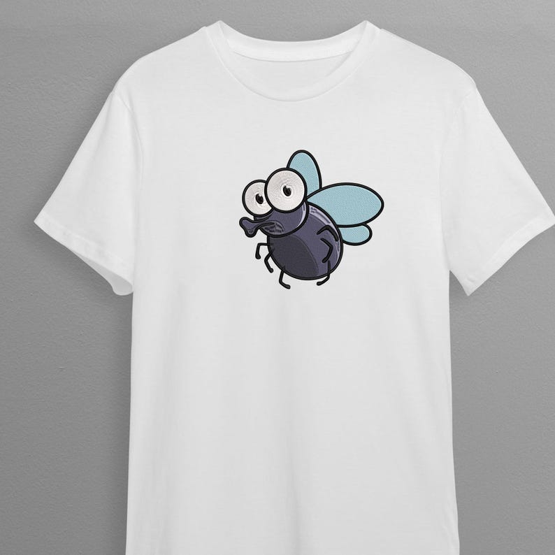Funny Housefly Embroidery Design, Cartoon Bug Big Eyes Apparel (digital ...