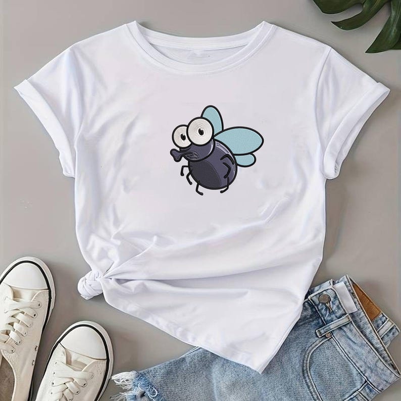 Funny Housefly Embroidery Design, Cartoon Bug Big Eyes Apparel (digital ...