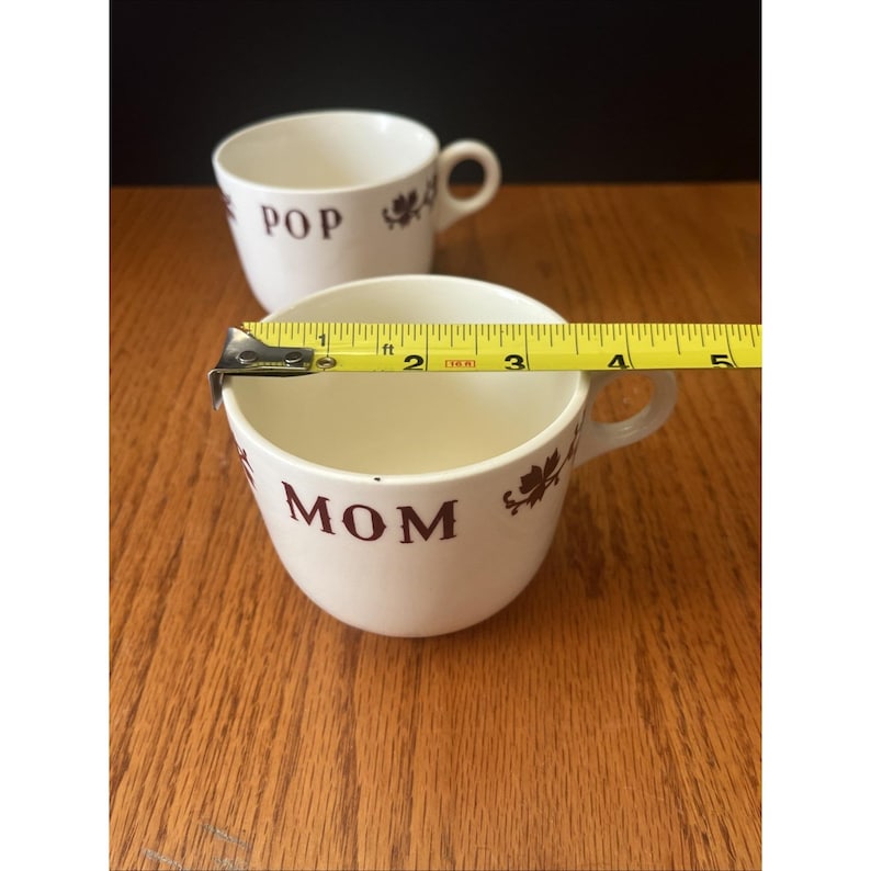 Vtg Cream Color/burgundy MOM & POP Leaves Ceramic Coffee Mug Small ...