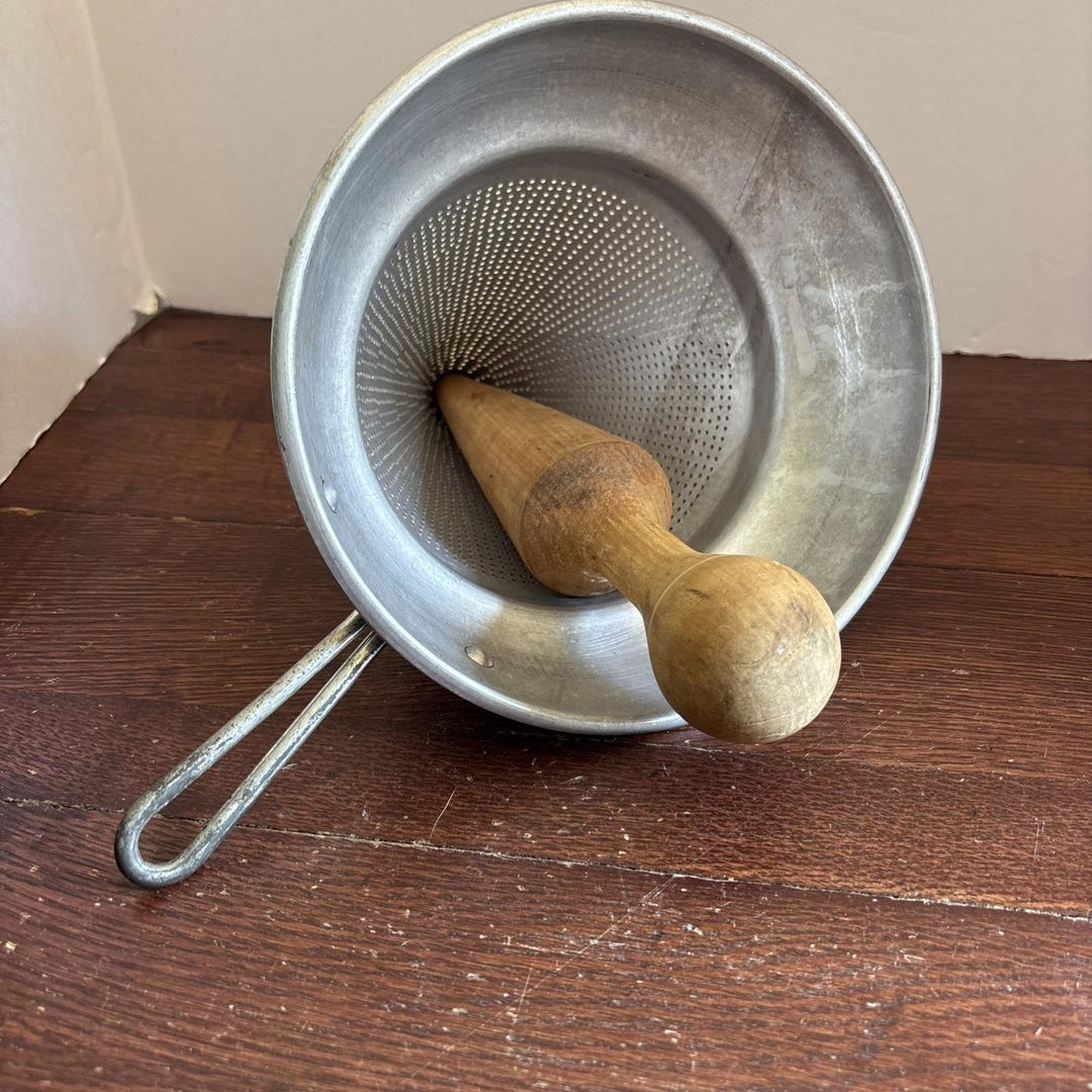 Vintage Canning Screen Funnel With Wooden Masher - Etsy