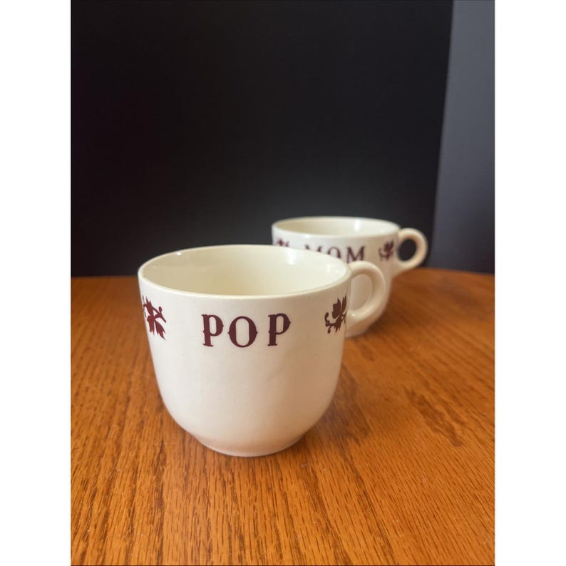 Vtg Cream Color/burgundy MOM & POP Leaves Ceramic Coffee Mug Small ...