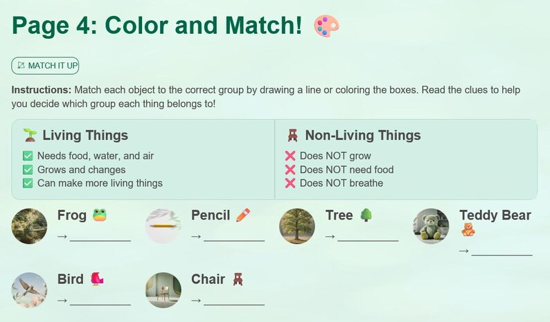 Living and Non-living Things Worksheet Grade 1 Science Activity ...