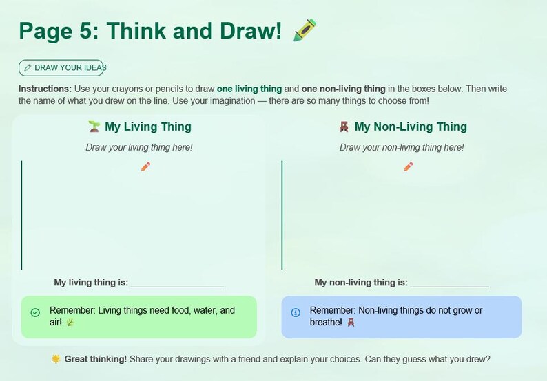 Living and Non-living Things Worksheet Grade 1 Science Activity ...
