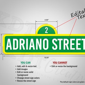 Editable Street Sign - 11x17" | Advanced Editing Options With Corjl - Etsy