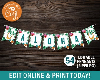 Editable Luau Hawaiian Tiki Party Welcome Sign 8.5 X 11 Edit & Print ...