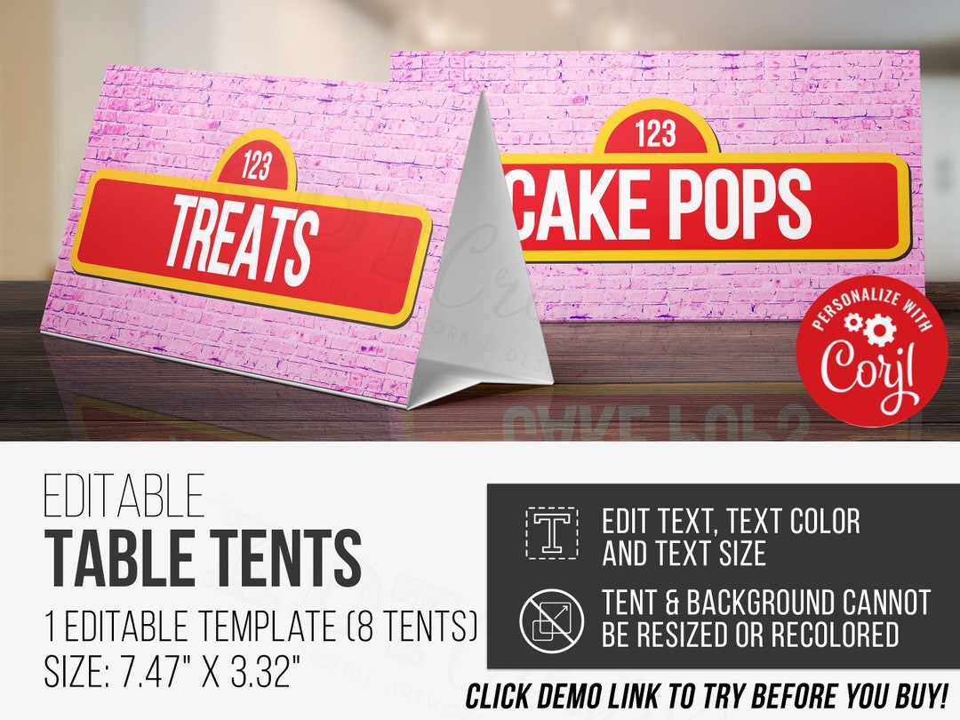 Editable Red Orange and Pink Street Sign Table Tents Place - Etsy