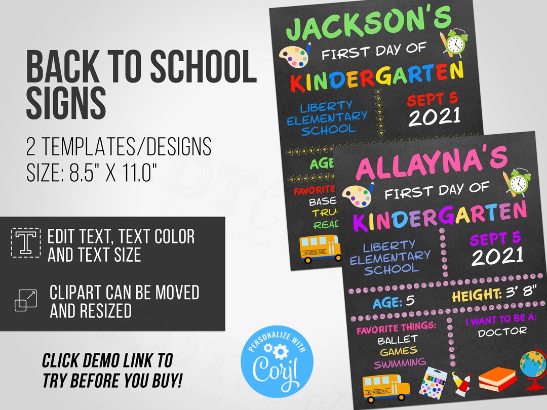 Editable Back to School Sign: First Day, 8.5x11" (digital Download) - Etsy