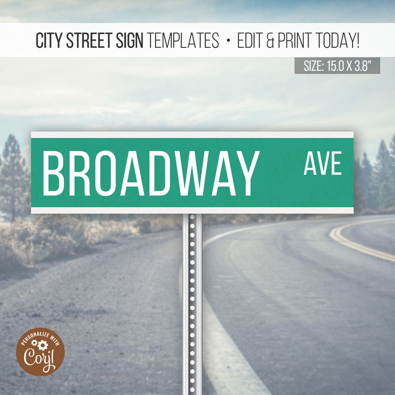 City Street Sign - Etsy